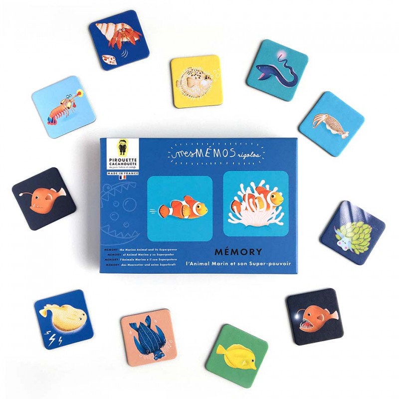 Memory game the Sea animal and its superpower made in France