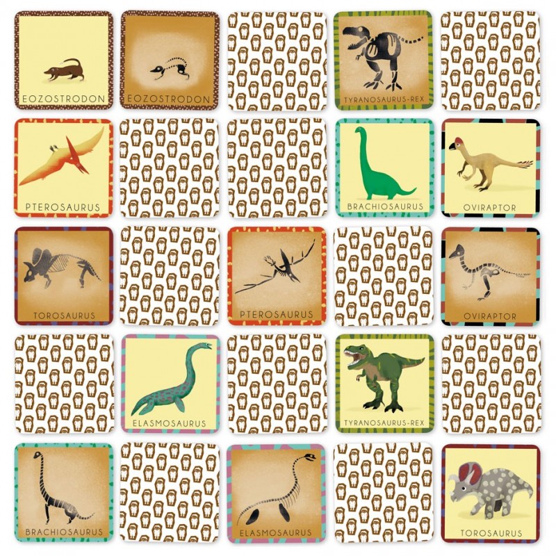 original jeu de mémoire dinosaures fabriqué aux Pays-Bas en Europe
