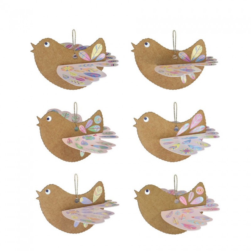 Cardboard bird to assemble and to beautify with feather-shaped stickers ...