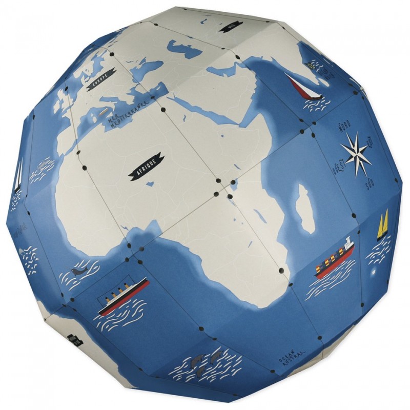 Paper globe creative activity including stickers made in France