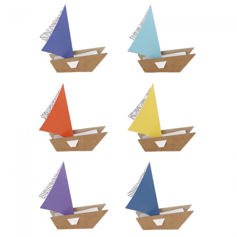 Cardboard little sailboats creative activity made in France