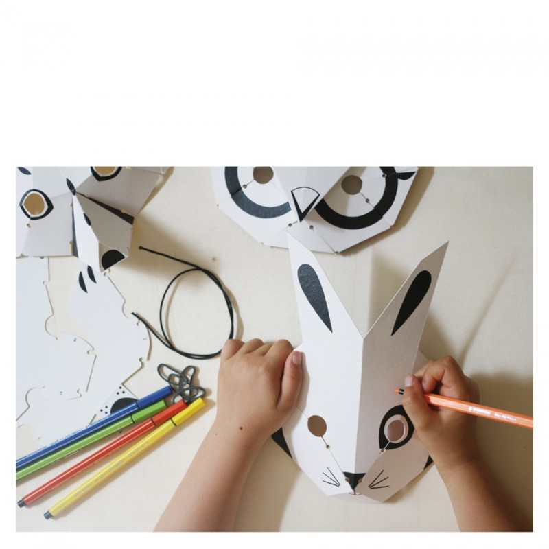 Paper forest masks creative activity made in France